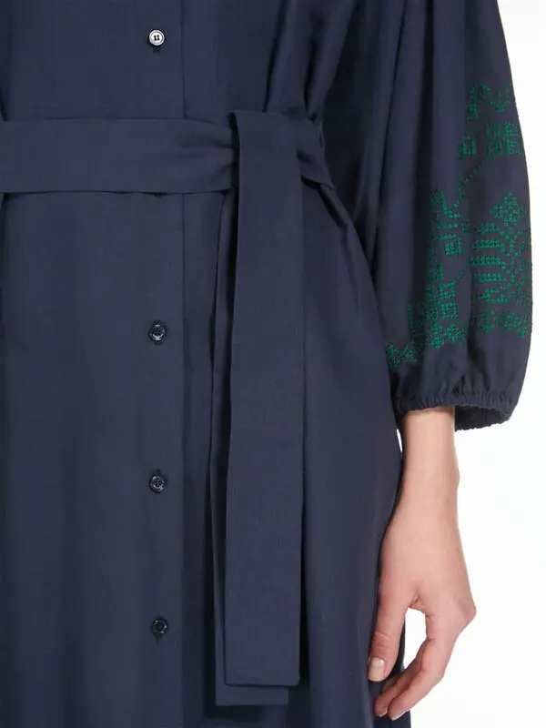 Max Mara Cotton And Linen Shirt Dress - Navy | Editorialist