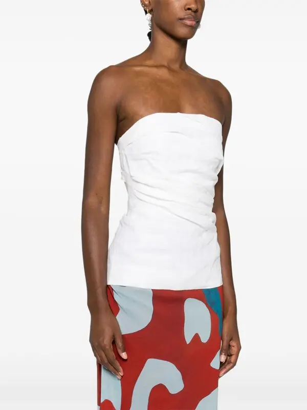 Tove Draped Linen Strapless Top