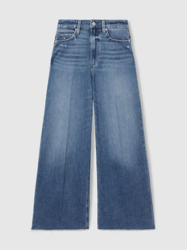 Paige Transcend Vintage Wide Leg Cropped Jeans - Rock Show Blue