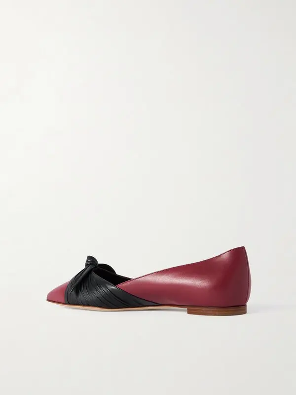 Manolo Blahnik Terkaflat Bow-embellished Leather Flats