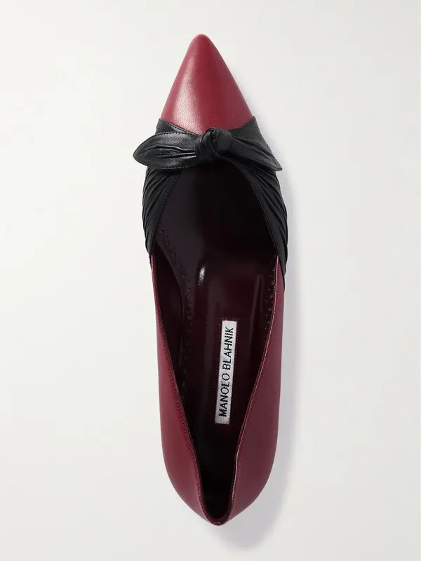 Manolo Blahnik Terkaflat Bow-embellished Leather Flats