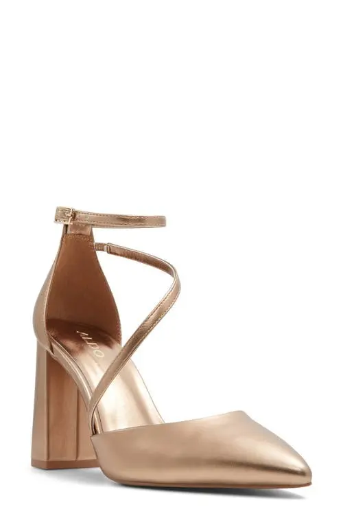 Aldo Milley Ankle Strap Pointed Toe Pump - Gold