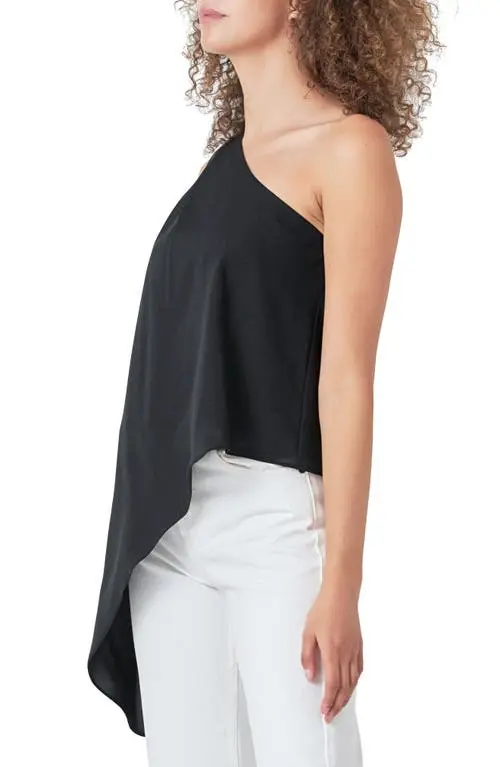 Endless Rose Asymmetric One-shoulder Top - Black