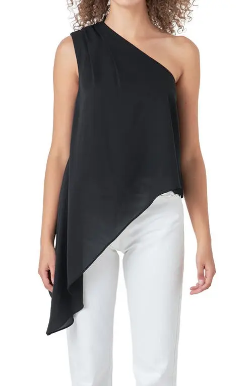 Endless Rose Asymmetric One-shoulder Top - Black