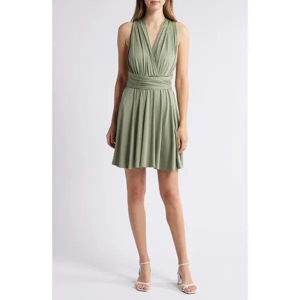 NIKKI LUND Belle Cross Back Mini Dress - Green