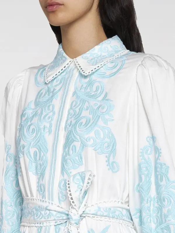 Alice + Olivia Embroidered Long Sleeve Dress In White - 10% Off |  Editorialist
