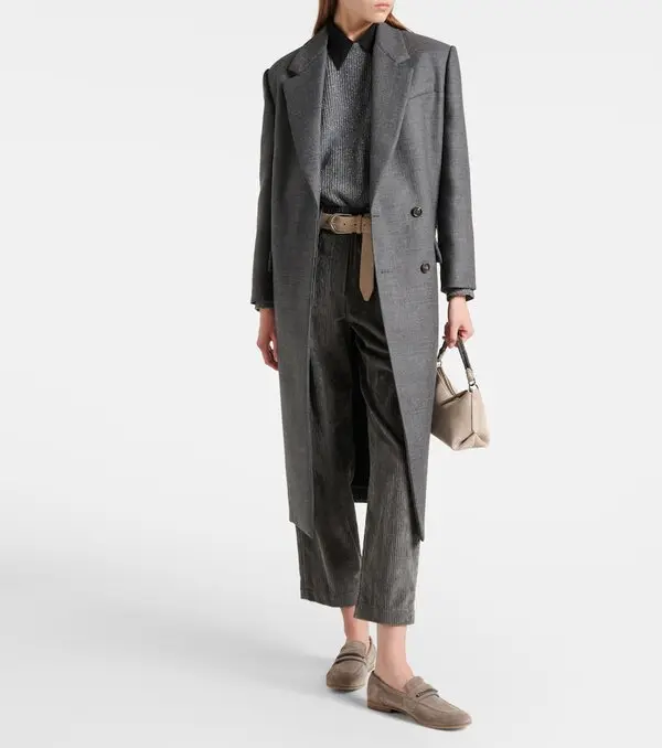 Brunello Cucinelli Pleated Cotton Straight Trousers - Grey