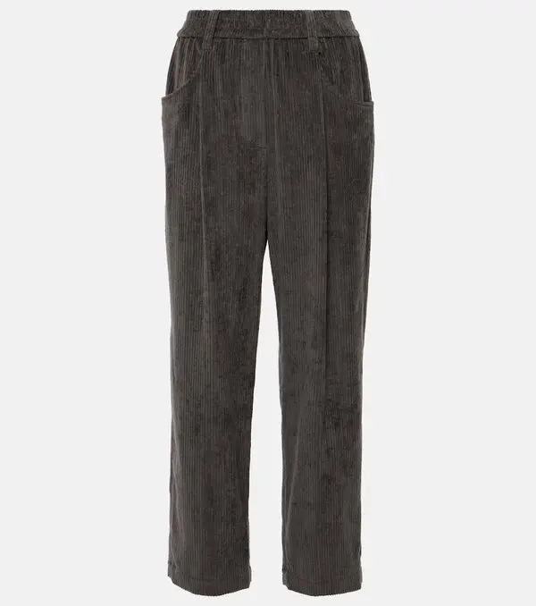 Brunello Cucinelli Pleated Cotton Straight Pants