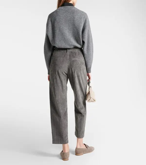 Brunello Cucinelli Pleated Cotton Straight Pants