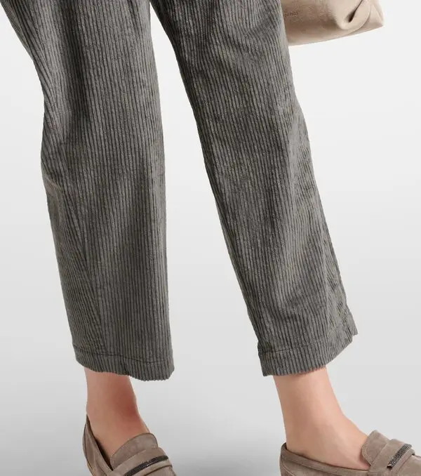 Brunello Cucinelli Pleated Cotton Straight Pants