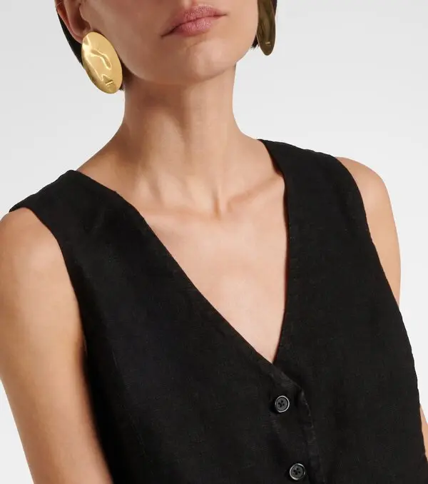 Velvet By Graham & Spencer Mylie Linen Vest - Black