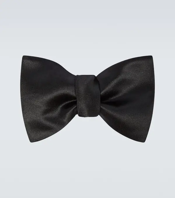 Brunello Cucinelli Silk And Cotton Satin Bow Tie - Black