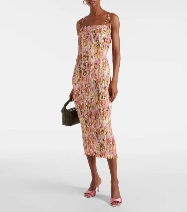 zimmermann pleated slip dress Luna pleated striped ribbed-knit mini dress - cream