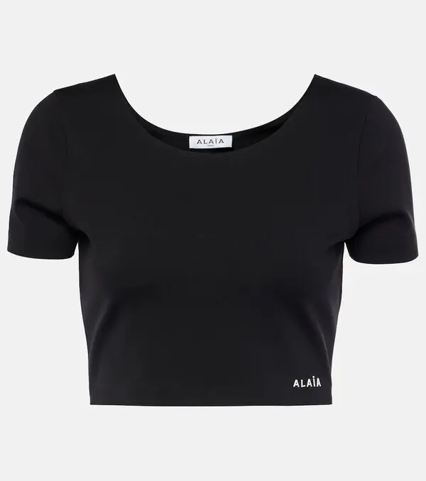 Alaïa Logo Crop Top - Black
