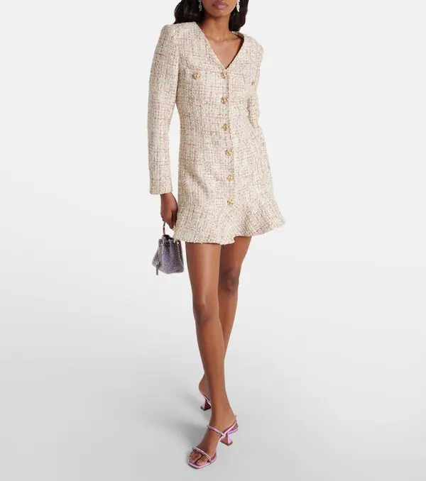 SELF-PORTRAIT Embellished Bouclé Mini Dress