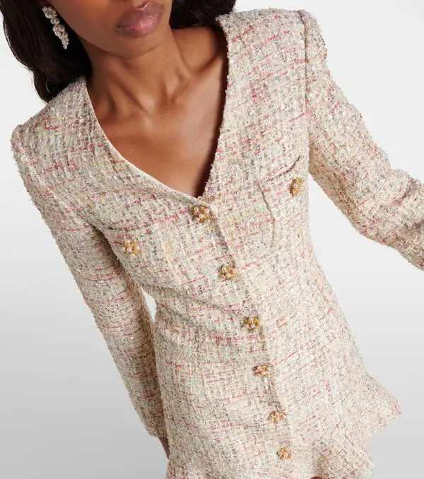 SELF-PORTRAIT Embellished Bouclé Mini Dress
