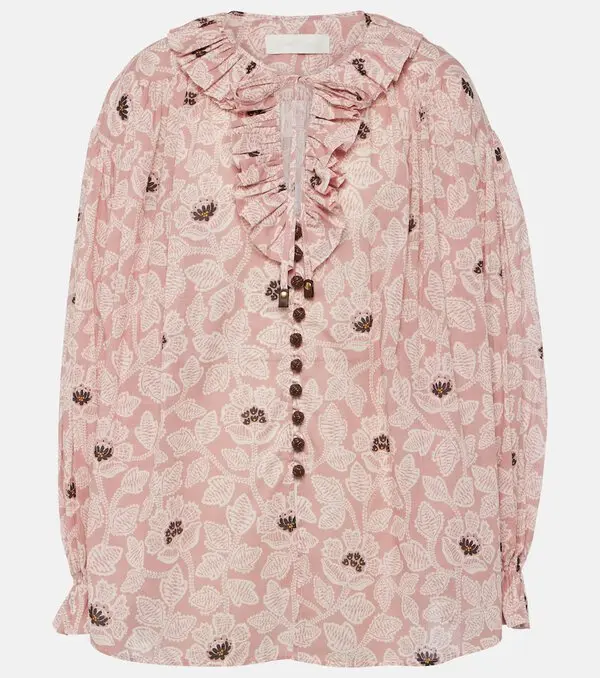 Zimmermann Ottie Floral Ruffled Top