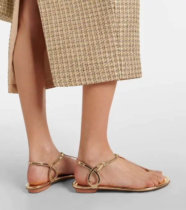 AQUAZZURA Almost Bare Thong Sandals - Gold