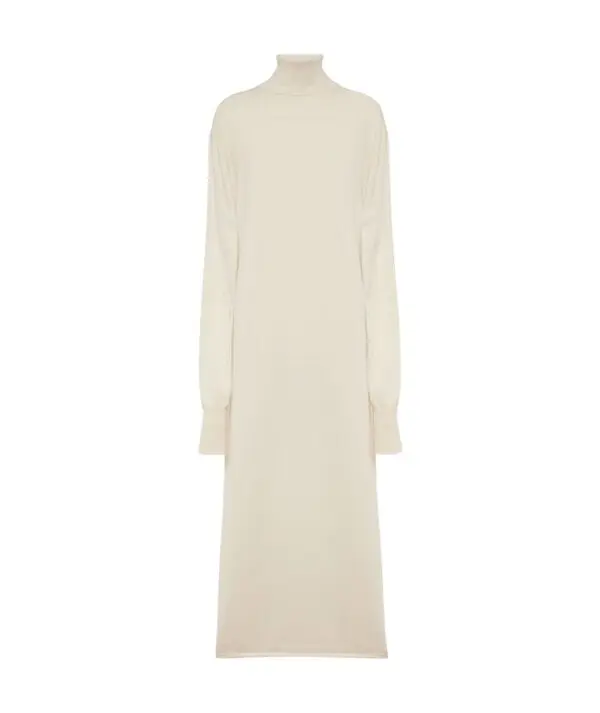 JIL SANDER Knitted Cashmere Midi Dress - White