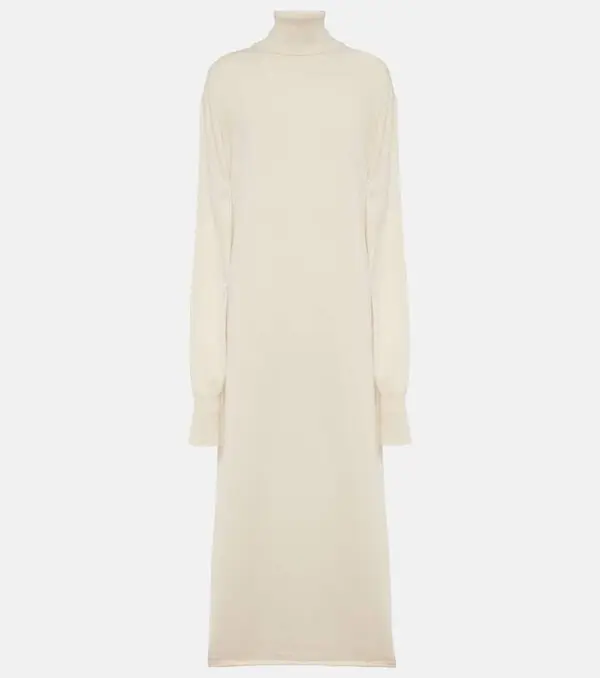 JIL SANDER Knitted Cashmere Midi Dress - White