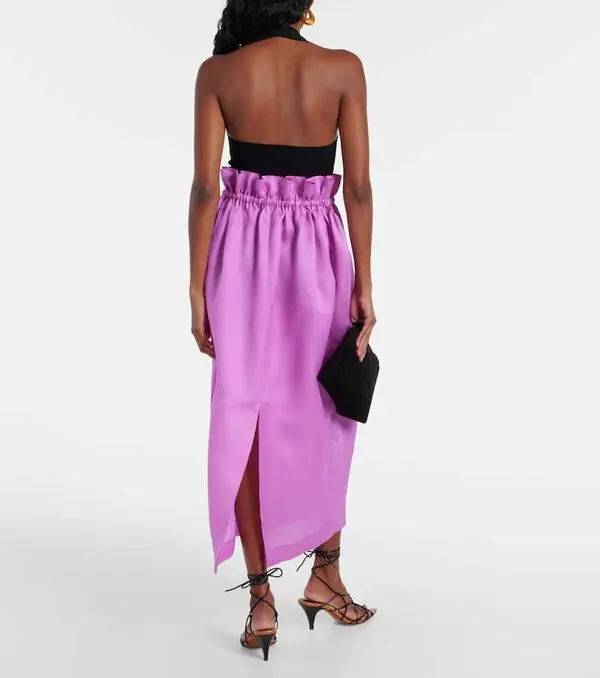 Khaite Ember Silk Gazar Midi Skirt - Pink