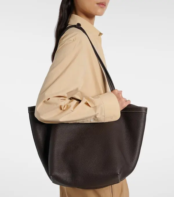 THE ROW Park Large Leather Tote Bag - Brown