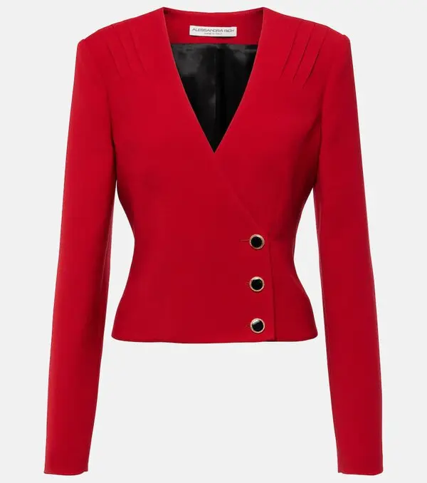 Alessandra Rich Pleated Wool Blazer