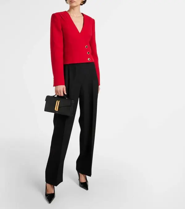 Alessandra Rich Pleated Wool Blazer