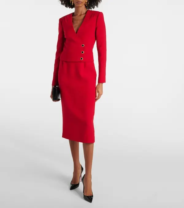 Alessandra Rich Pleated Wool Blazer
