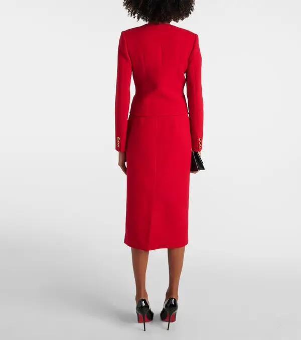 Alessandra Rich Pleated Wool Blazer