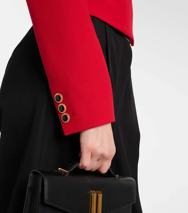 Alessandra Rich Pleated Wool Blazer