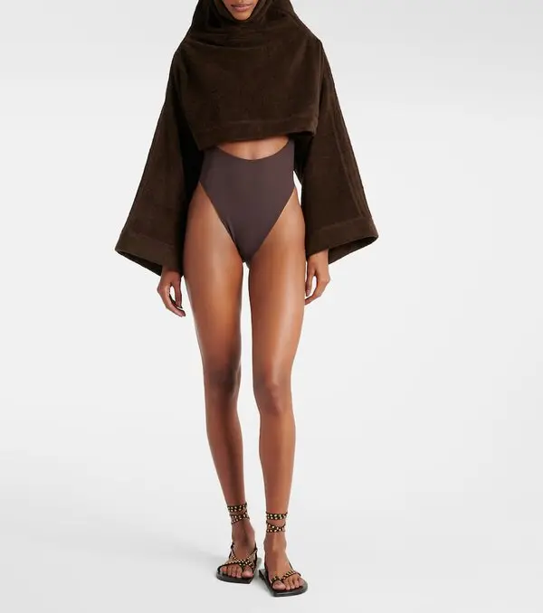 Alaïa Cropped Cotton Terry Hoodie