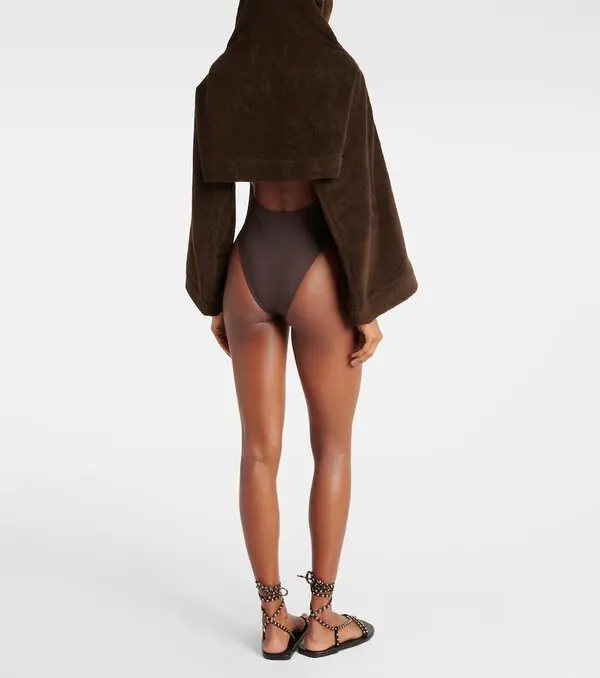 Alaïa Cropped Cotton Terry Hoodie