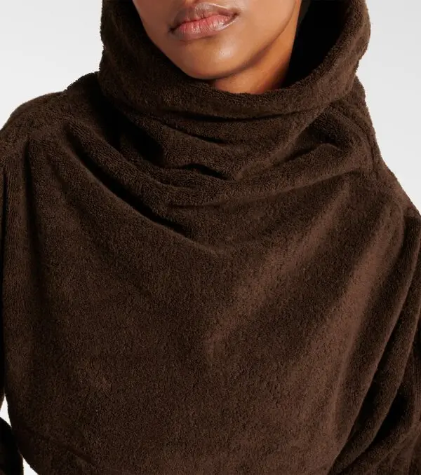Alaïa Cropped Cotton Terry Hoodie