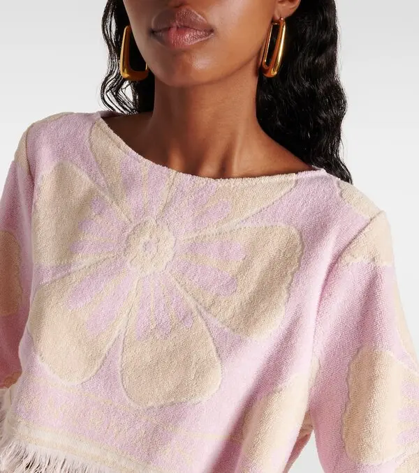 Zimmermann Pop Floral Cotton Terry Crop Top