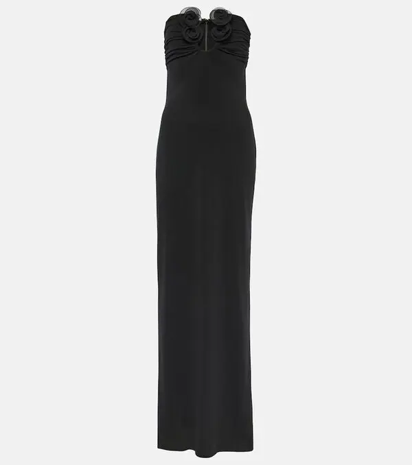 Magda Butrym Floral Appliqué Gown - Black