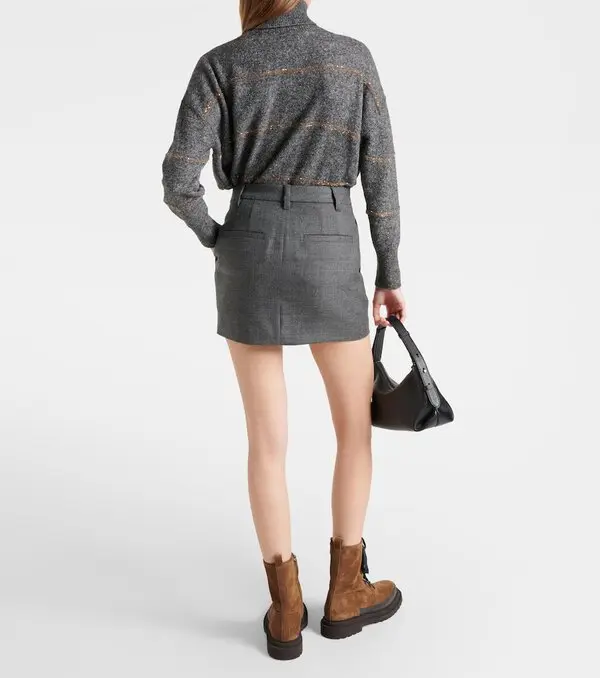 Brunello Cucinelli Pleated Virgin Wool Miniskirt