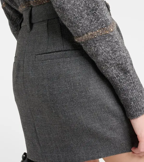 Brunello Cucinelli Pleated Virgin Wool Miniskirt