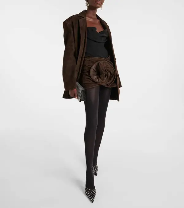 Magda Butrym Floral-appliqué Suede Miniskirt