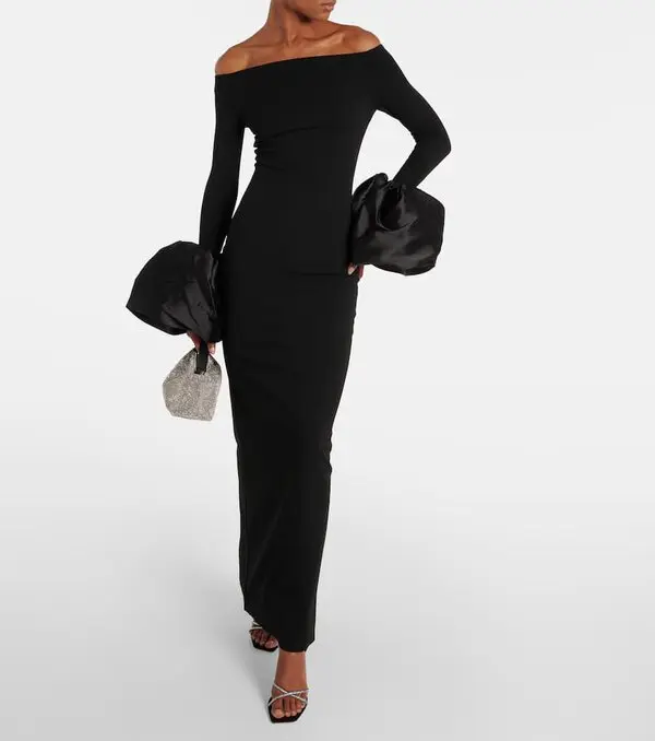 Solace London Talia Off-the-shoulder Gown - Black