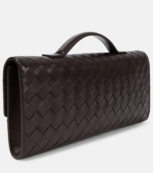 Bottega Veneta Andiamo Intrecciato Leather Clutch - Brown