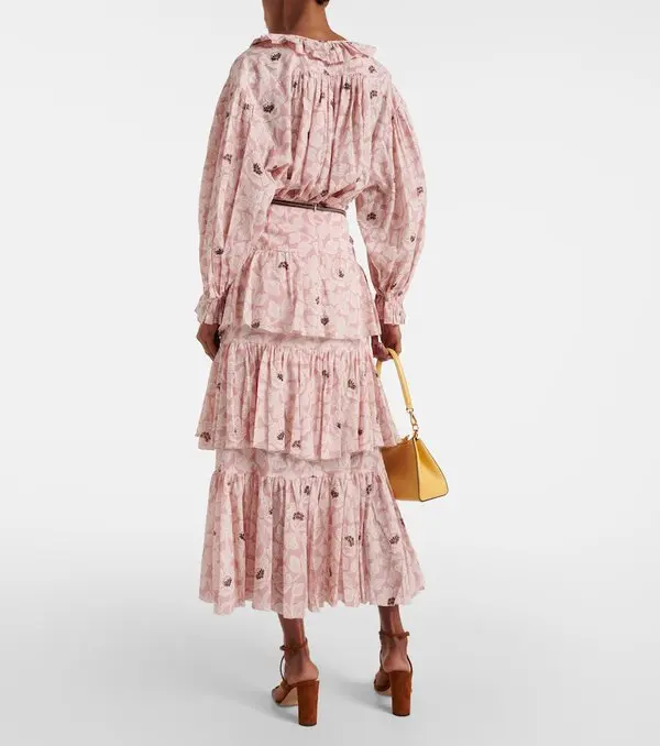 Zimmermann Ottie Floral Midi Skirt