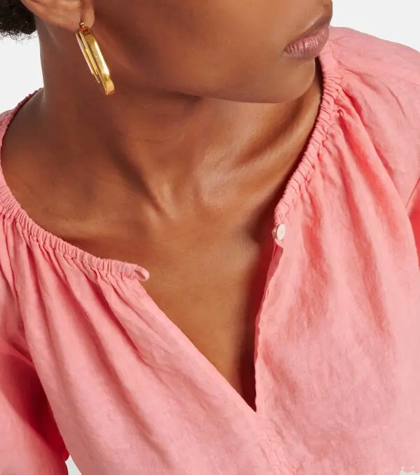 Velvet By Graham & Spencer Puff-sleeve Linen Top