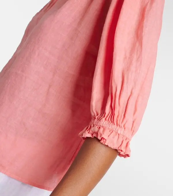 Velvet By Graham & Spencer Puff-sleeve Linen Top