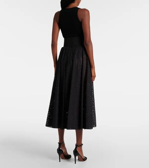 Alaïa Cotton-blend Midi Skirt