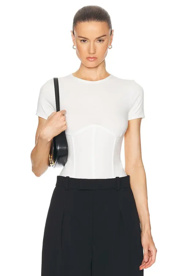 FLEUR DU MAL Organic Cotton T-shirt Bodysuit - Ivory