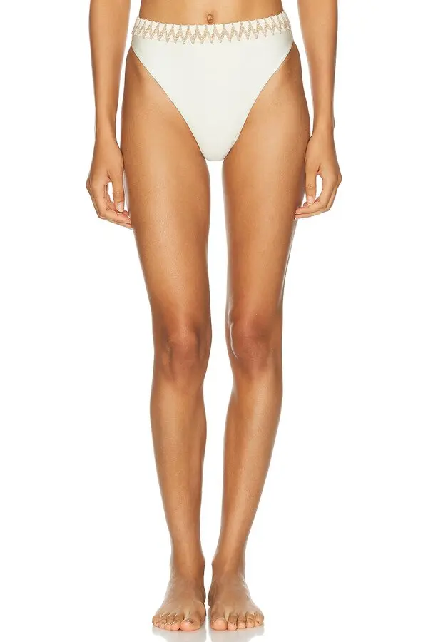PatBO Jute Trim Bikini Bottom - Ivory