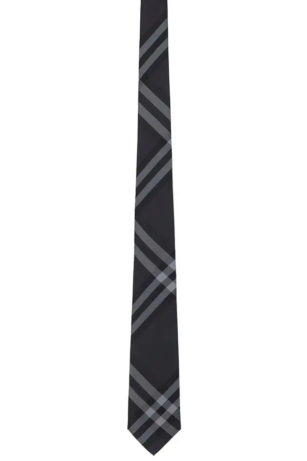 Burberry Check Standard Neck Tie - Charcoal