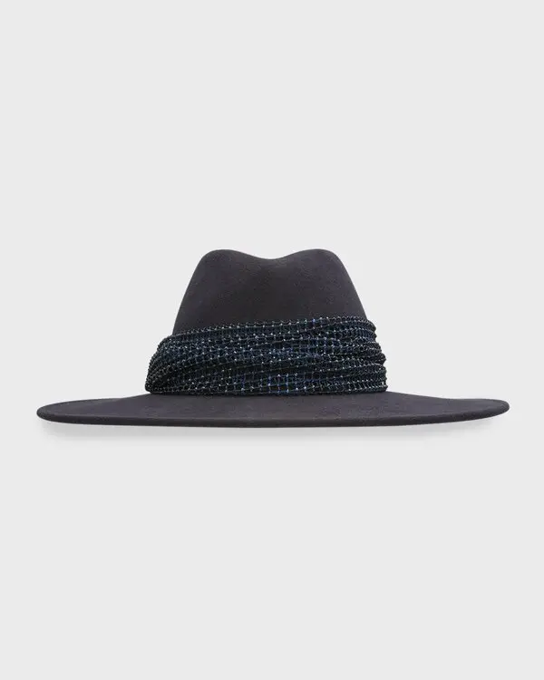Eugenia Kim Harlowe Wool Fedora Hat W/ Crystal Mesh Band  display picture 1