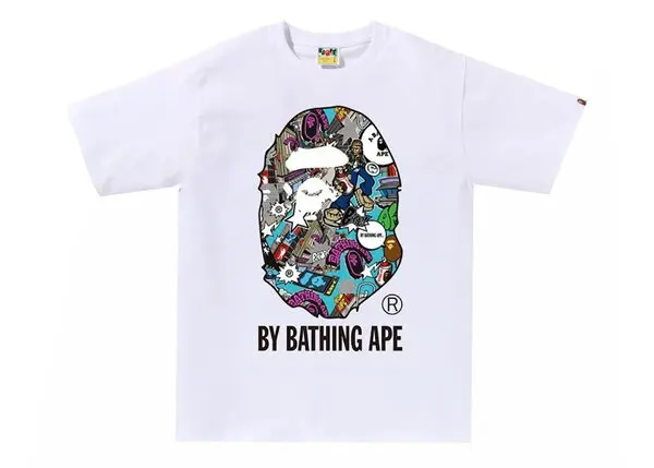 A BATHING APE Comic Art Ape Head Tee Shirt - White